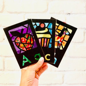 Alphabet Cards Arts and Crafts Suncatcher Kit, Learning Letters Toddler ...