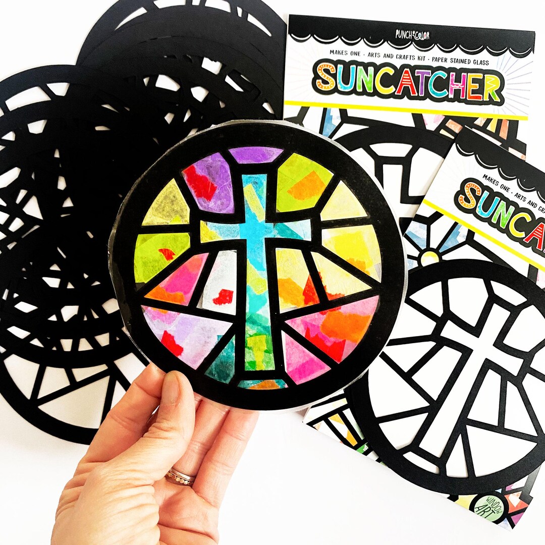 Bulk Cross Suncatcher Paper Craft Kit, Quiet Sunday School Church ...