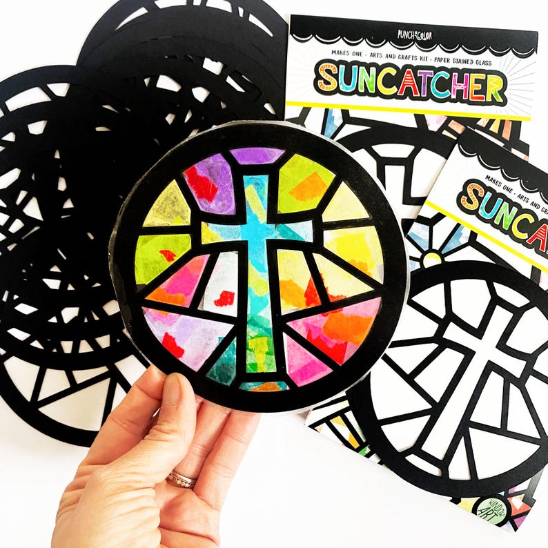 Bulk Cross Suncatcher Paper Craft Kit, Quiet Sunday School Church ...