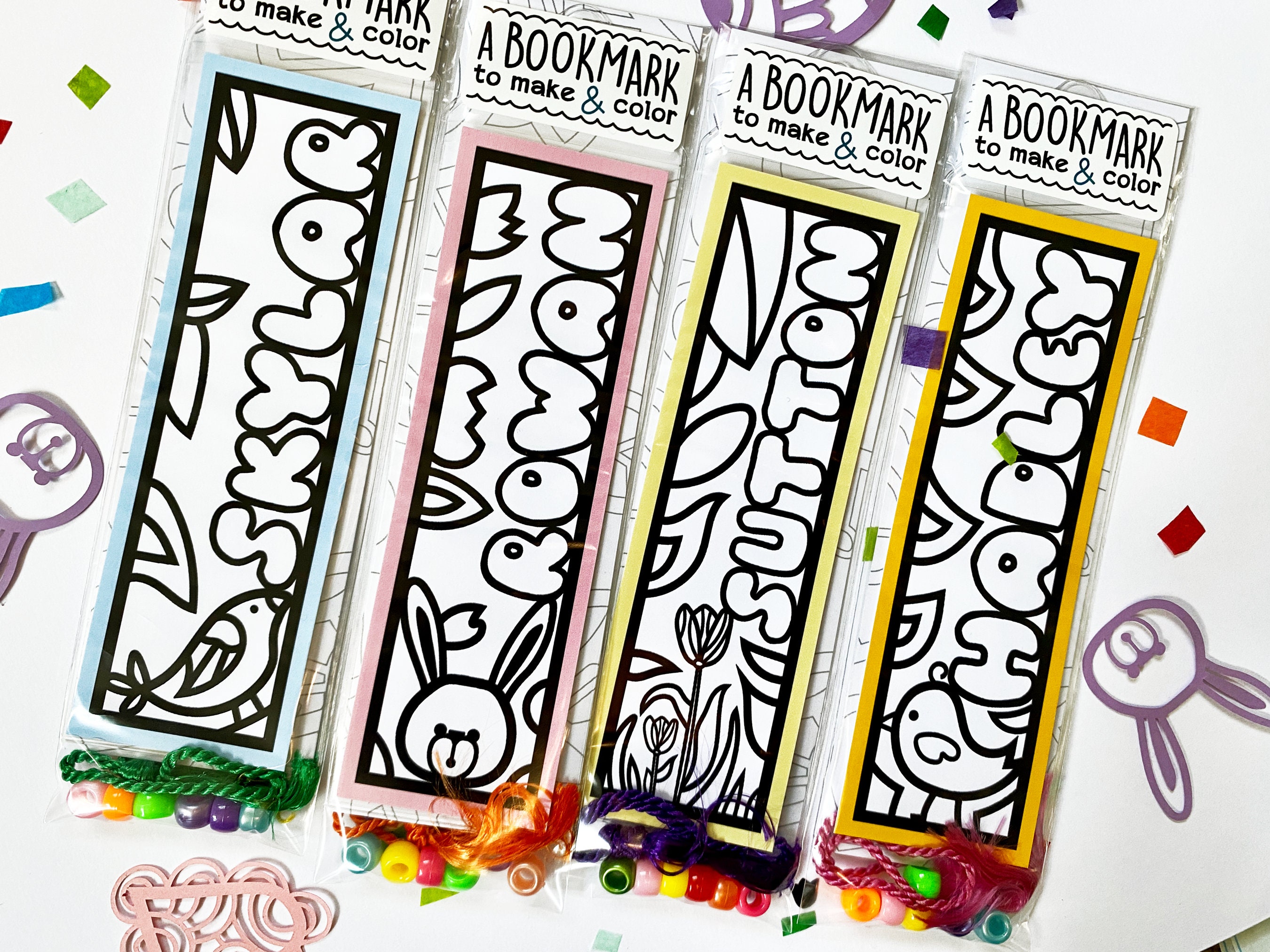 Bunny Rabbit Bookmark to Color Easter Basket Stuffer for - Etsy