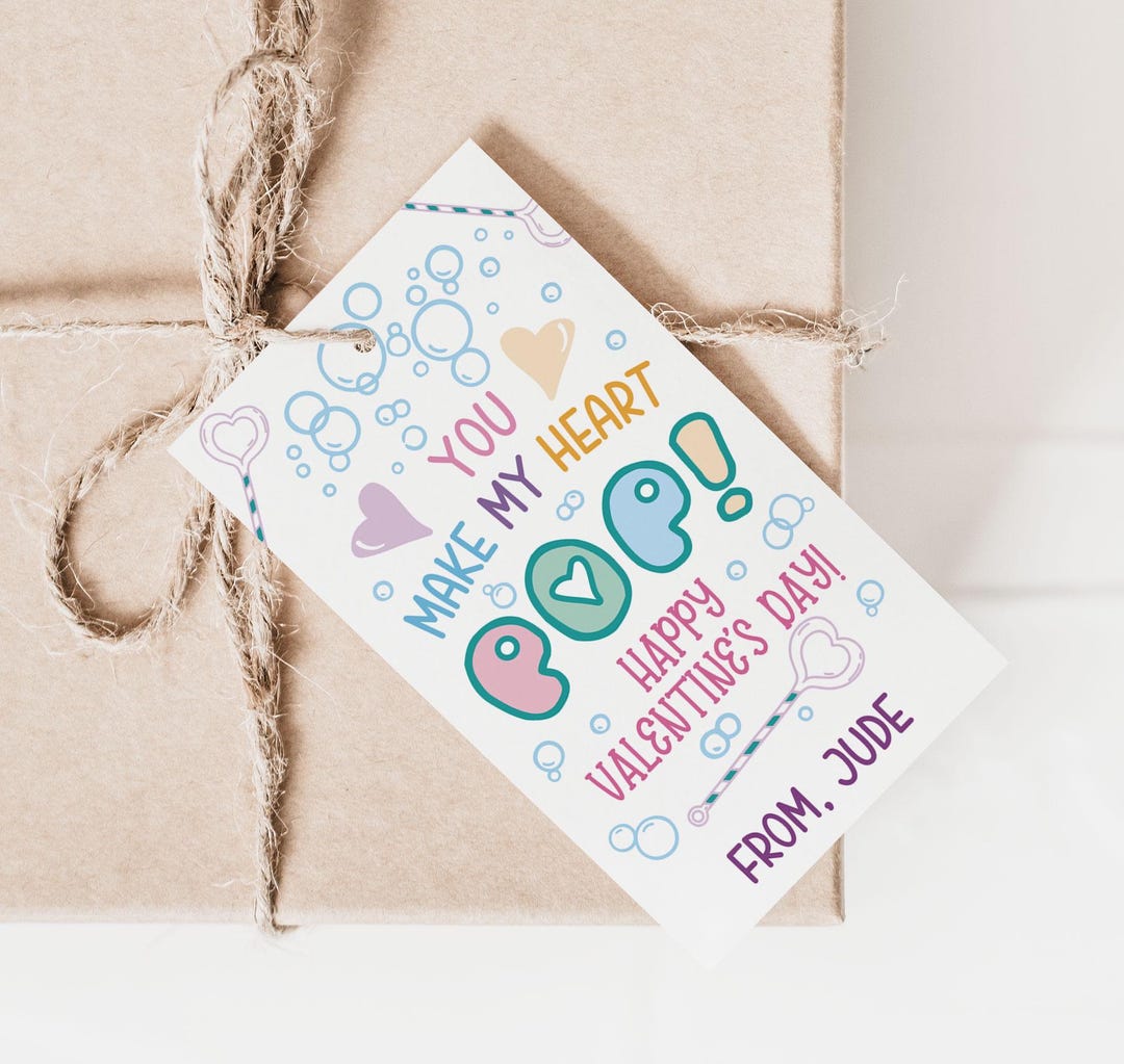 Bubbles Valentine Printable, Bubble Wand Valentine's Day Gift Tags ...