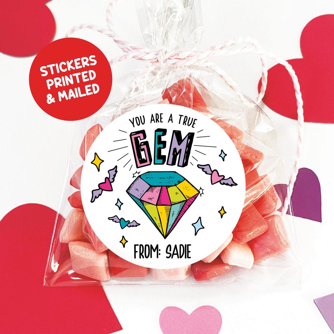 You Are a Gem Valentine Sticker, Ring Pop Valentine Tags, Gemstone ...