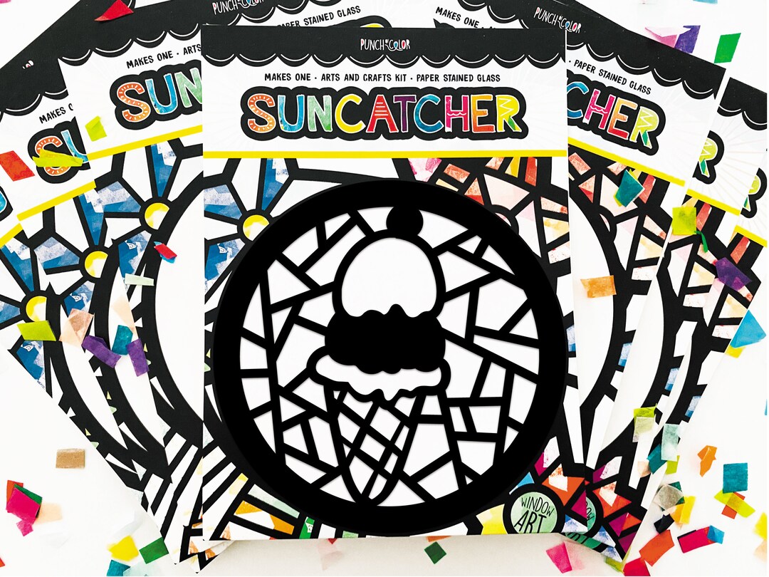 Ice Cream Suncatcher Craft Kit for Kids - Ice Cream Cone Birthday Party ...