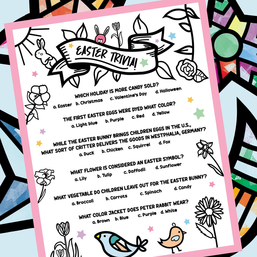 Printable Easter Trivia and Coloring Page for Easter Morning Activity ...