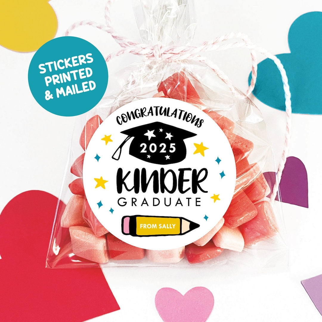 Kindergarten Graduation Class Favor Stickers, Kids Graduation Printed ...