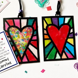 15+ Valentine's Day Heart Paper Stained Glass Project, Kids Classroom ...