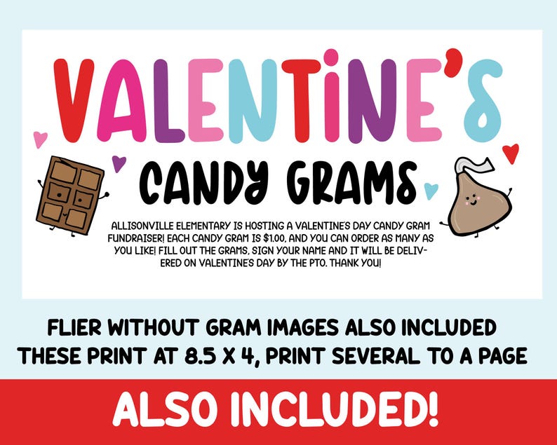 Valentine's Day Candy Gram Fundraiser From, Printable Valentine Flyer ...
