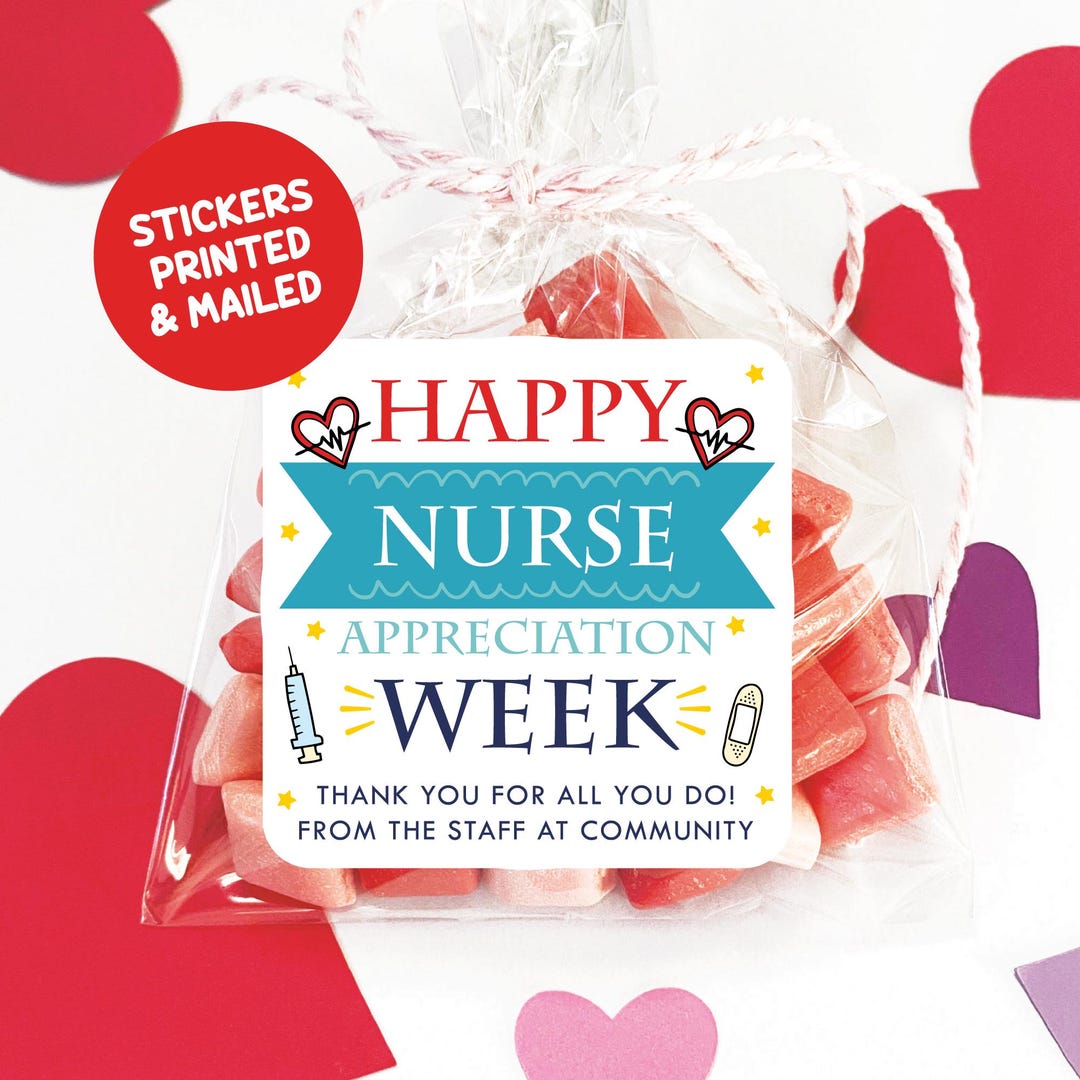 Happy Nurses Week Gift Tag Labels, Nurse Appreciation Treat Bag ...