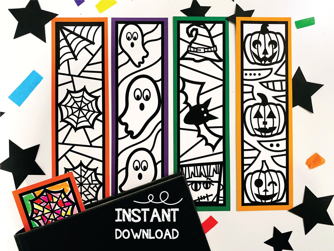 PRINTABLE Halloween Coloring Bookmarks Instant Download Halloween Kids ...