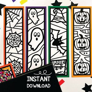 PRINTABLE Halloween Coloring Bookmarks Instant Download Halloween Kids ...