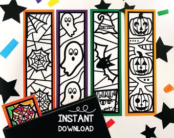 PRINTABLE Halloween Coloring Bookmarks Instant Download - Etsy
