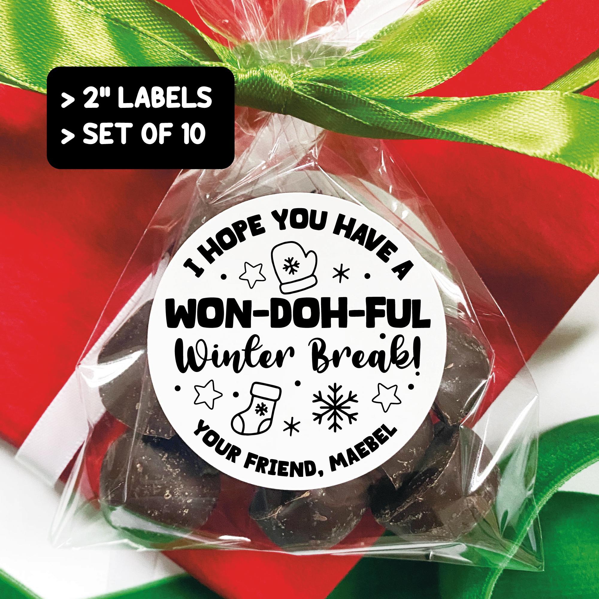 Personalized Won-doh-ful Winter Break Favor Stickers, Custom Holiday ...