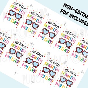 Sunglasses Valentine Printable, Brighten My Day Valentine's Day Gift ...