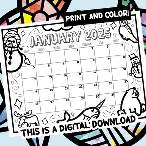 2025 Kids Calendar, Printable Coloring Kids Calendar, Preschool ...
