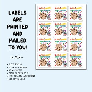 Volunteer Appreciation Gift Tag Stickers, Volunteer Thank You Cookie ...