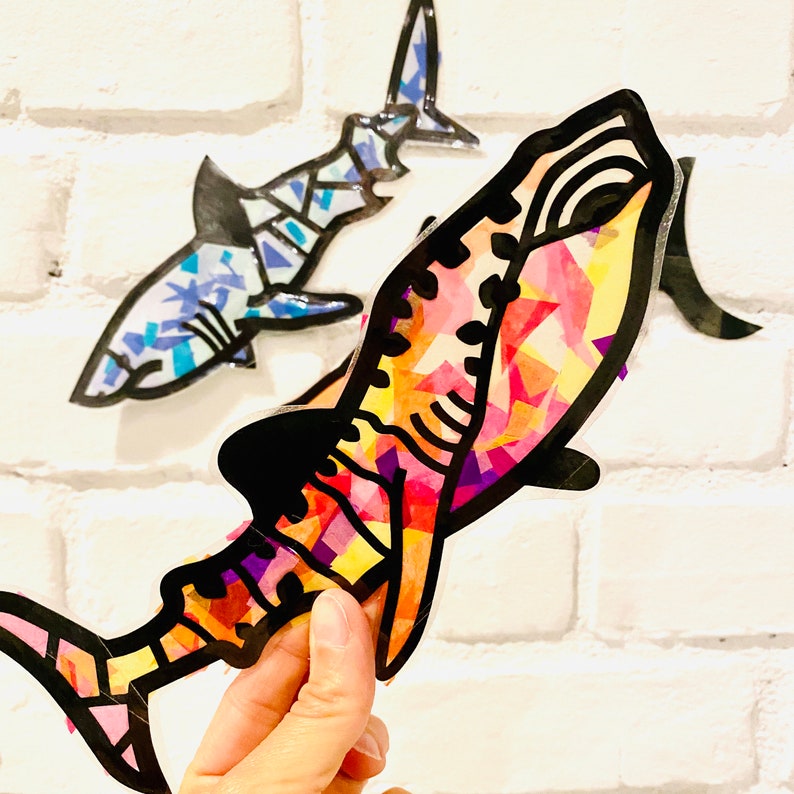 Sharks suncatcher kit kids craft kit homeschool ocean | Etsy