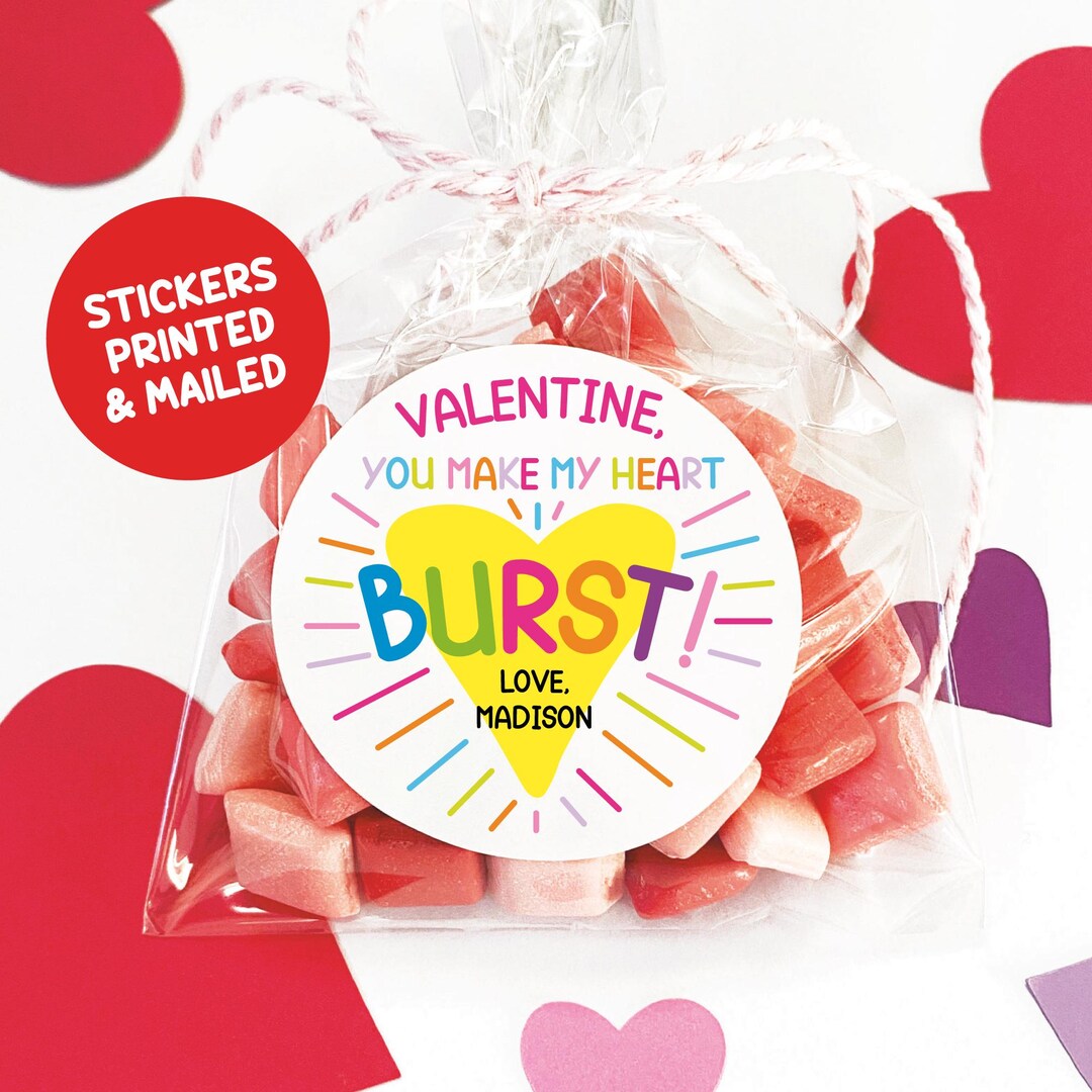 You Make My Heart Burst Kids Valentines Cards, Valentine's Day Candy ...