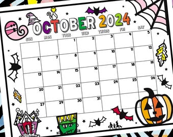 2024 Printable October Calendar - Etsy