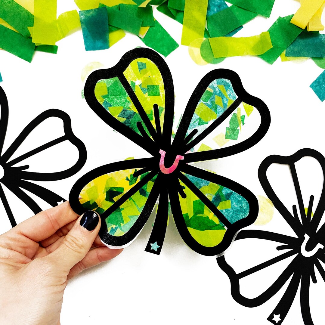 Shamrock Paper Stained Glass Craft Kits for Kids, St. Patricks Day ...
