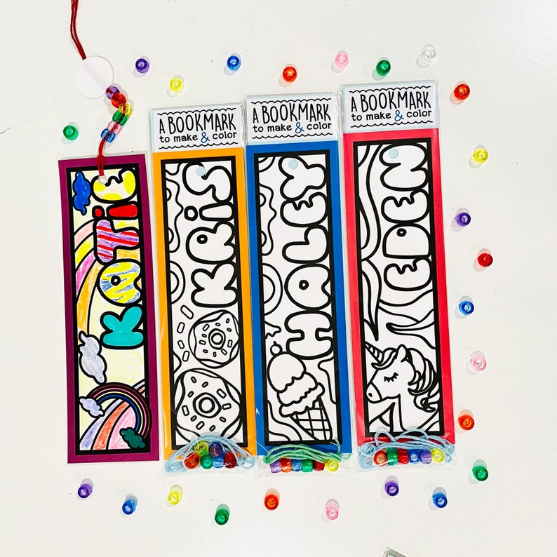 Personalized Bookmarks to Color Kids Birthday Party Favors | Etsy