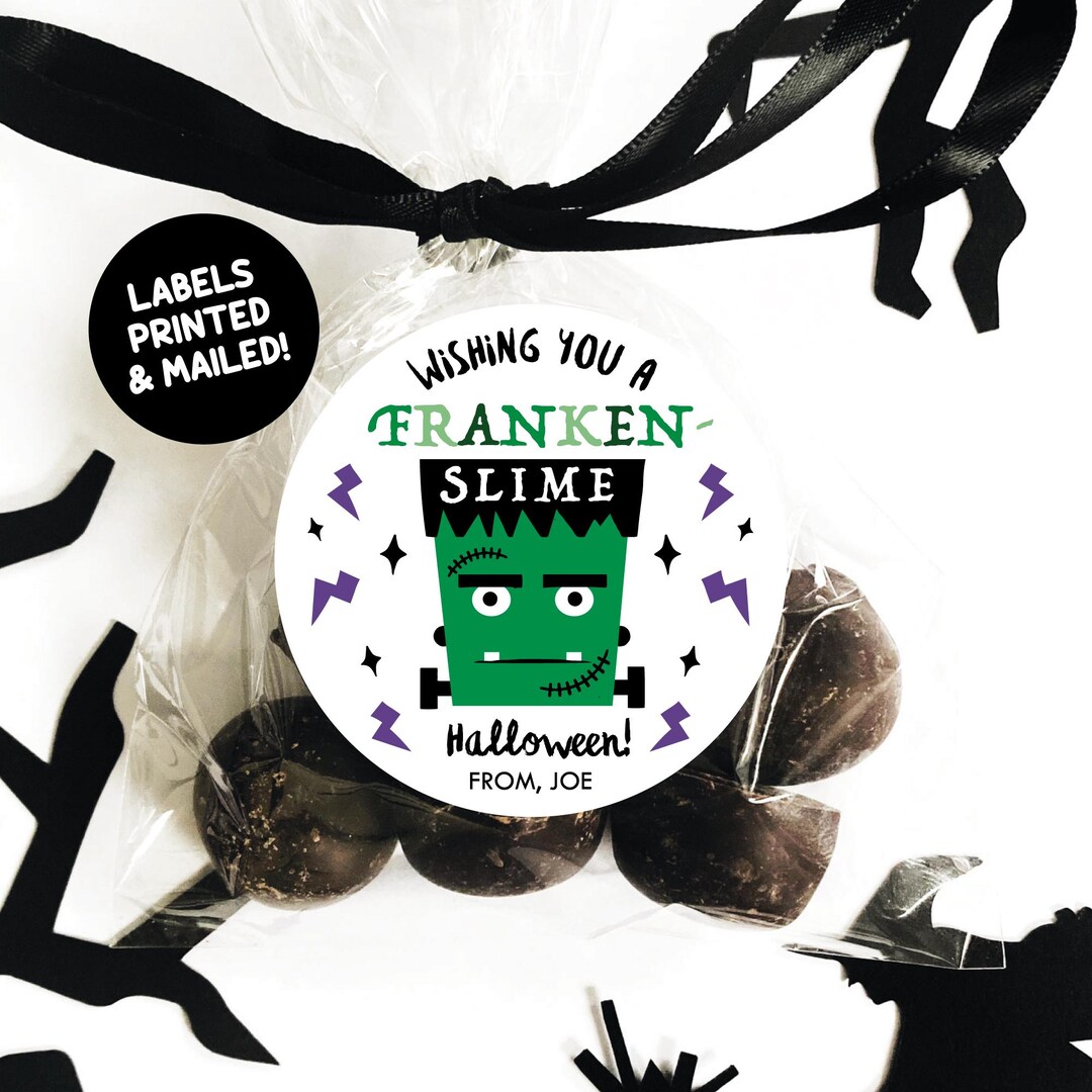 Frankenstein Slime Halloween Favor Stickers, Non Candy Halloween Favor ...