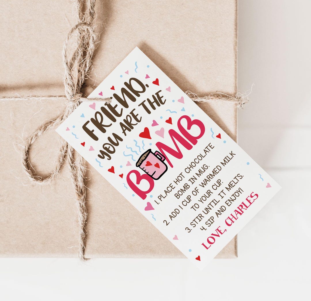 Hot Chocolate Bomb Valentine Printable, Cocoa Valentine's Day Gift Tags ...