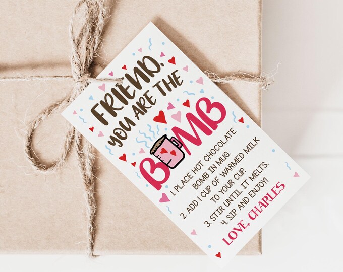 Hot Chocolate Bomb Valentine's Day Printable Tag Cocoa Valentine Class ...