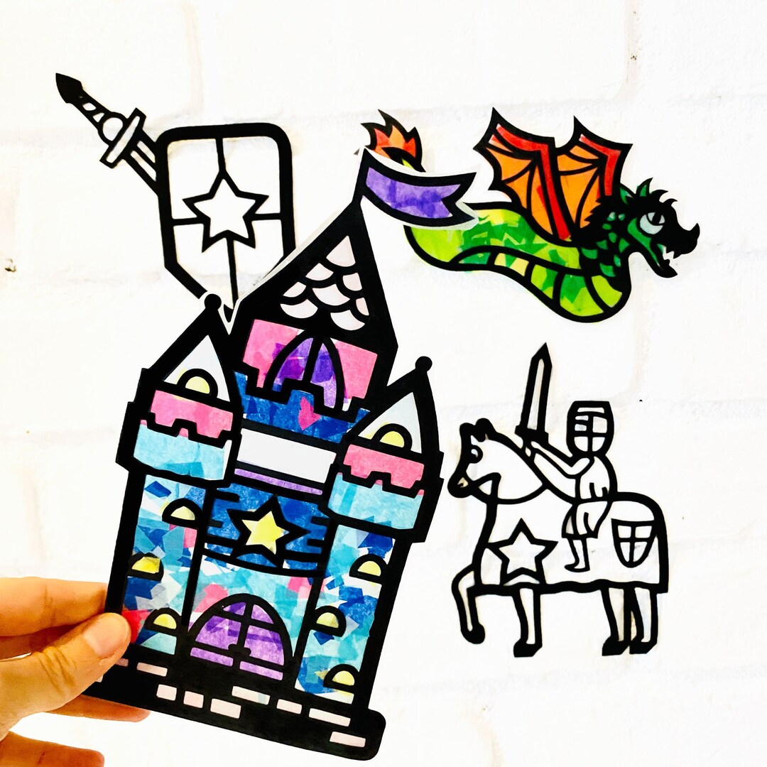 Knight Castle and Dragon Suncatcher Arts and Crafts Kit, Gift for ...