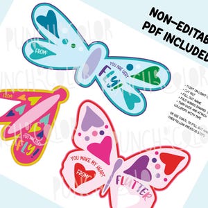 Kids Classroom Butterfly Valentine Printable, Lollipop Valentine ...