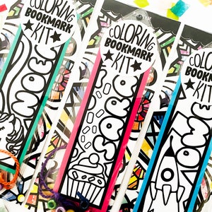 Personalized Bookmarks to Color Kids Birthday Party Favors - Etsy