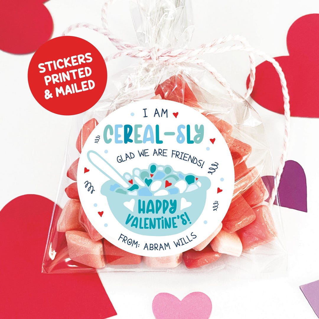 Cereal Valentine Printed Labels, Boys Preschool Classroom Valentine ...