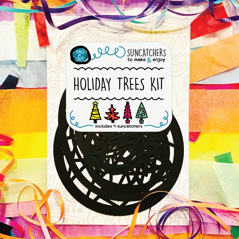 Holiday Trees Suncatcher Kit Kids Craft Kit DIY Art Kit - Etsy