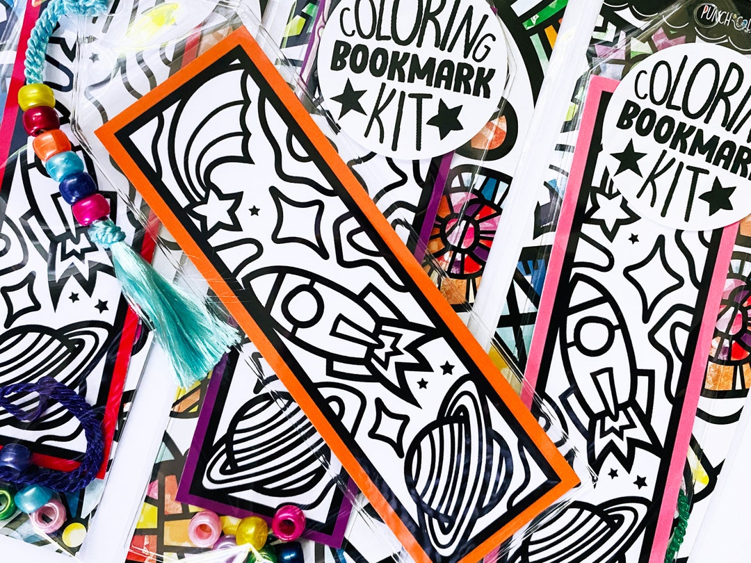 Outer Space Coloring Bookmarks, Planets or Galaxy Birthday Party Favor ...