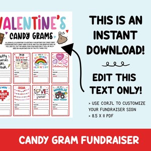 Valentine's Day Candy Gram Fundraiser From, Printable Valentine Flyer ...