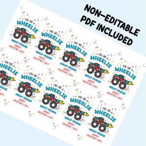 Monster Truck Valentine Printable, Wheelie Great Friend Valentine's Day ...