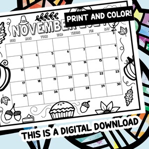 November 2024 Calendar, Printable Coloring Kids Calendar, Preschool ...