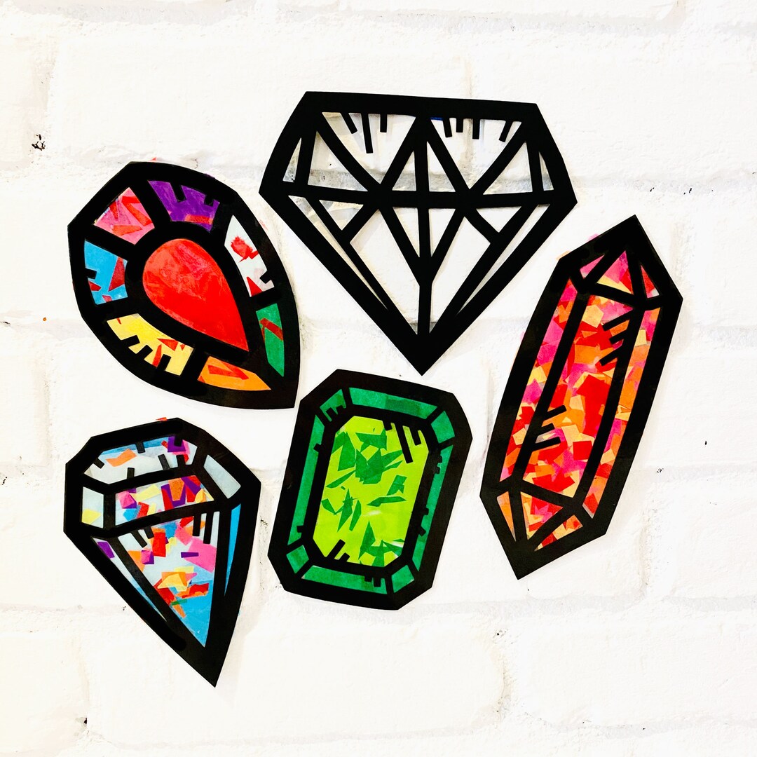 Gemstones Arts and Crafts Suncatcher Kit for Kids, Science Gift for ...