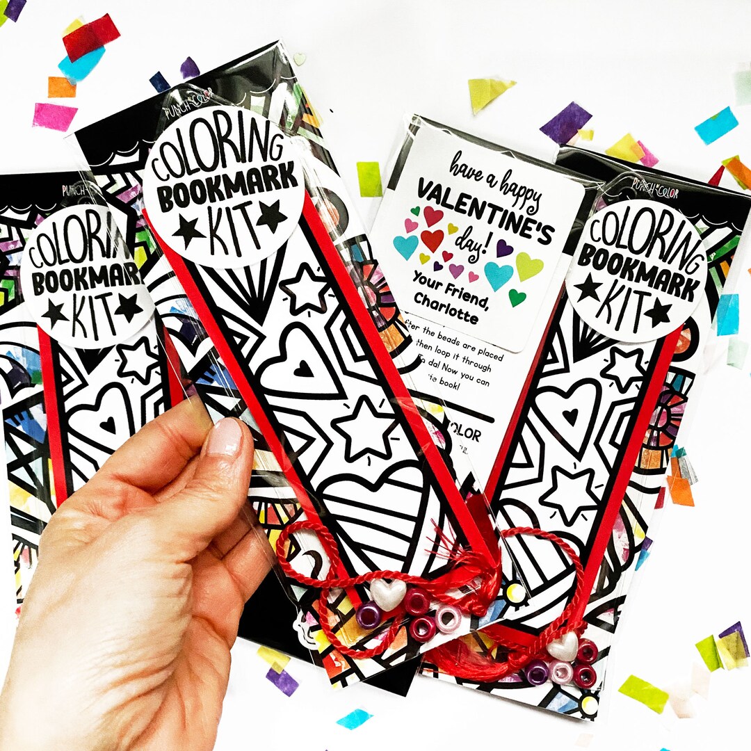 Valentine's Day Coloring Bookmark for Kids, Valentines Gifts for ...