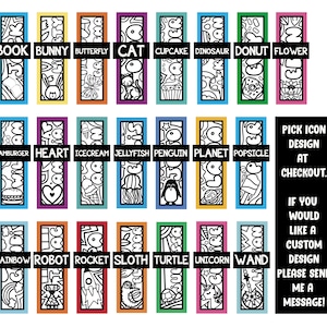 Personalized Bookmarks to Color, Kids Birthday Party Favors, Coloring ...