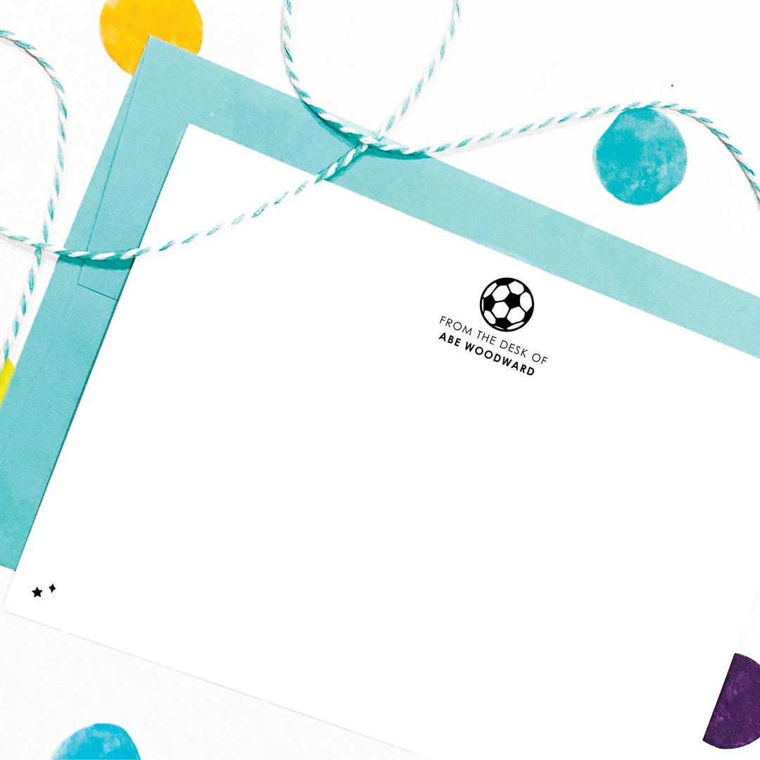 Personalized Soccer Stationery Set, Boy's Note Cards, Children's Note ...
