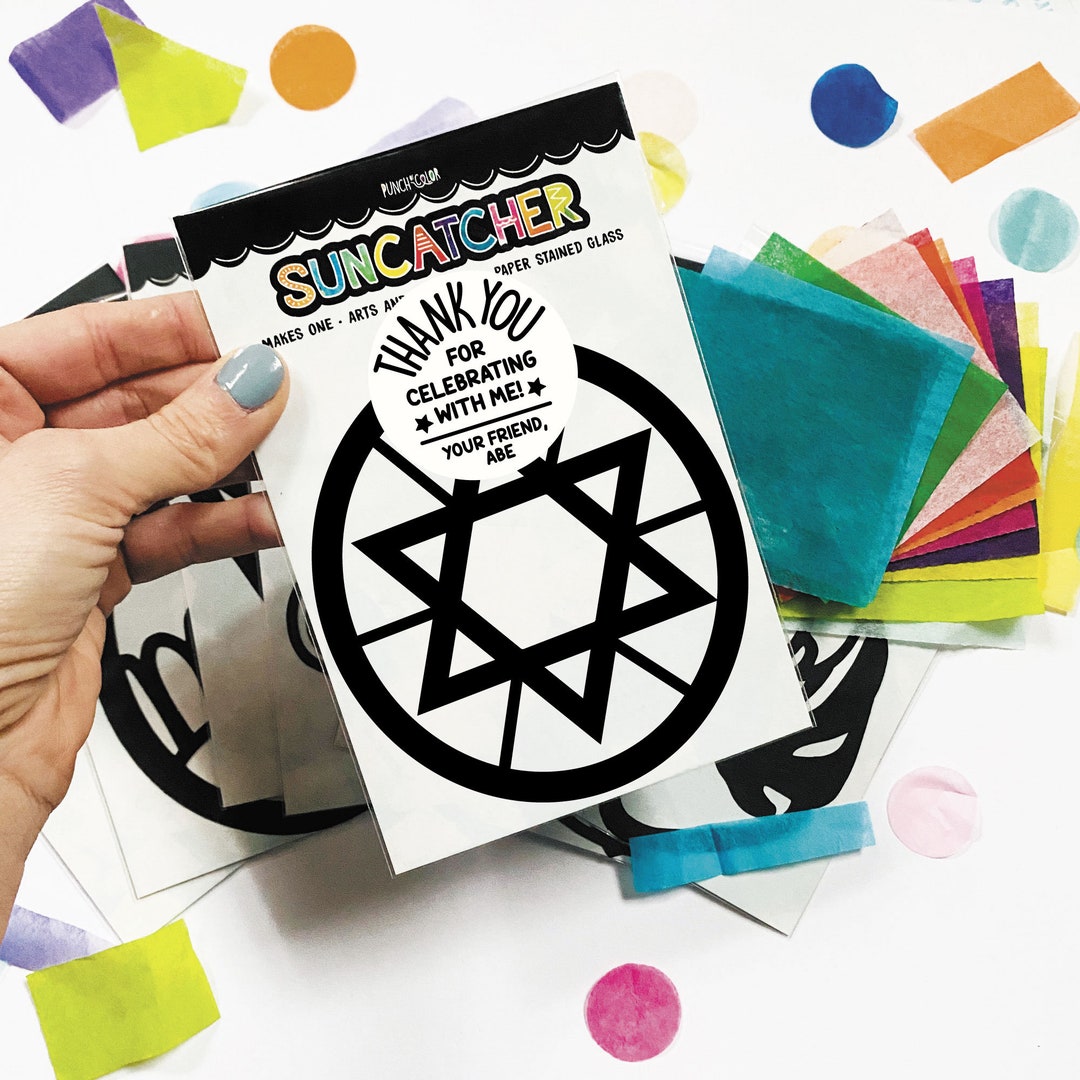 Star of Davis Window Art Kit for Kids, Jewish Holiday Favors, Hanukkah ...
