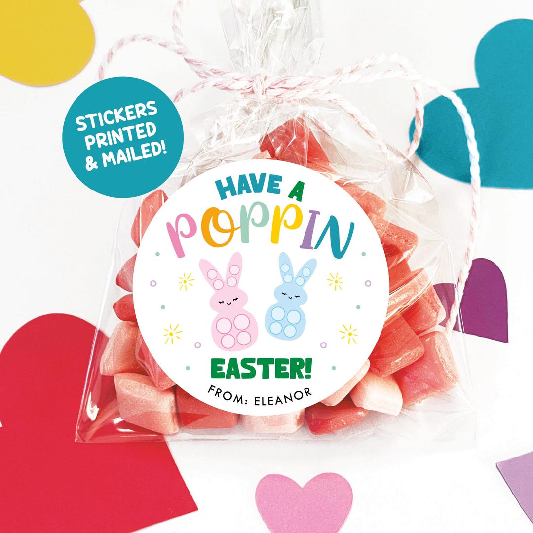 Easter Have a Poppin Favor Stickers, Printed Pop Toy Happy Easter ...