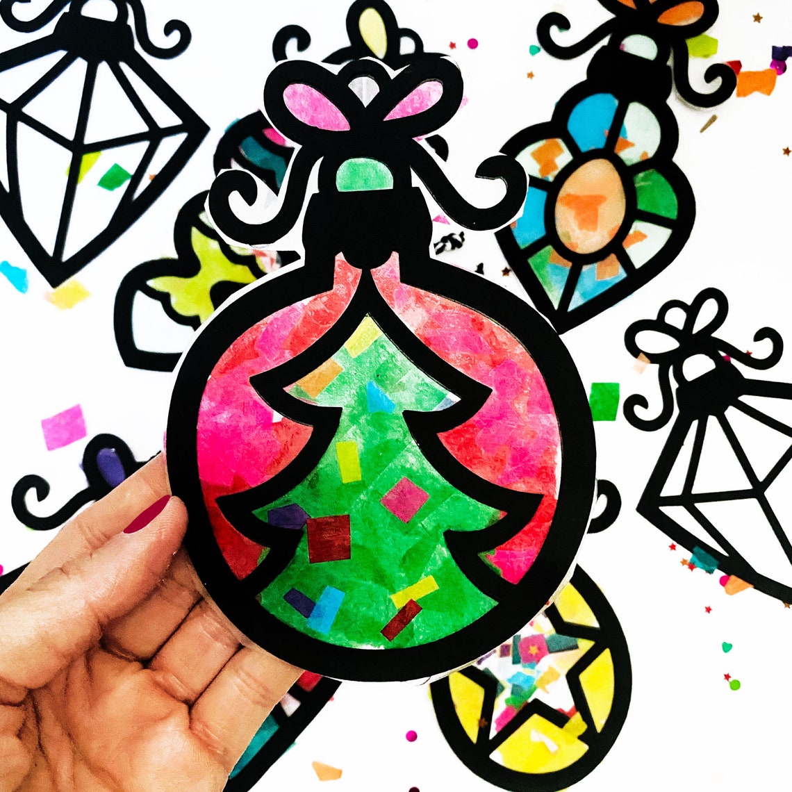 Ornament Making DIY Kit, Tissue Paper Christmas Ornament Arts and ...