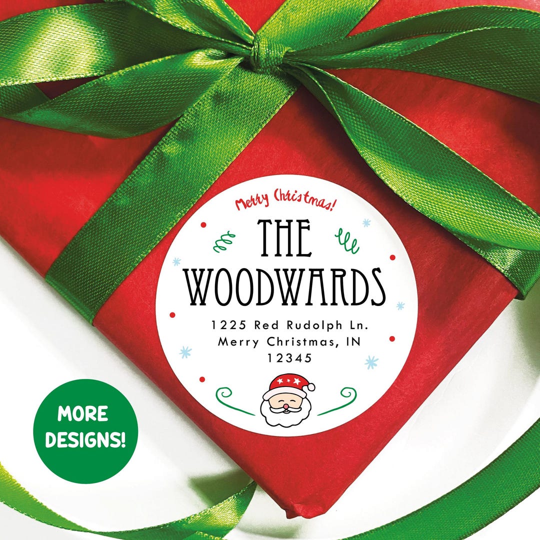 Personalized Christmas Return Address Label Stickers, Christmas Card ...