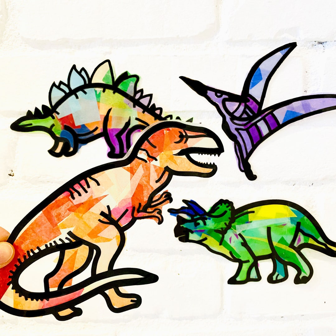 Dinosaur Suncatcher Arts and Crafts Kit for Kids, Birthday Gift for ...