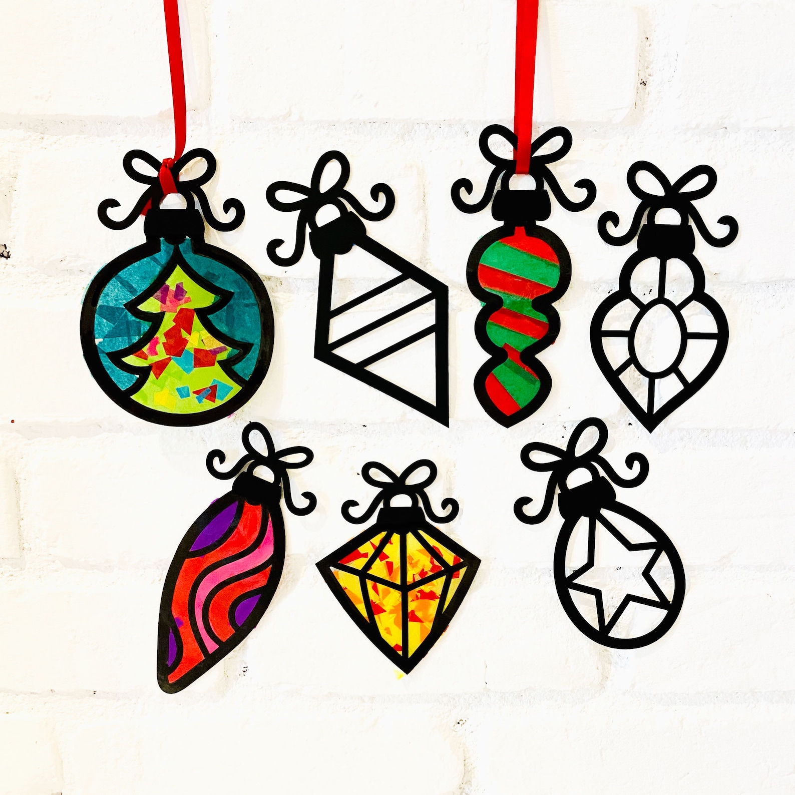 DIY 7 Holiday Ornament Suncatcher Kit Christmas Arts and - Etsy