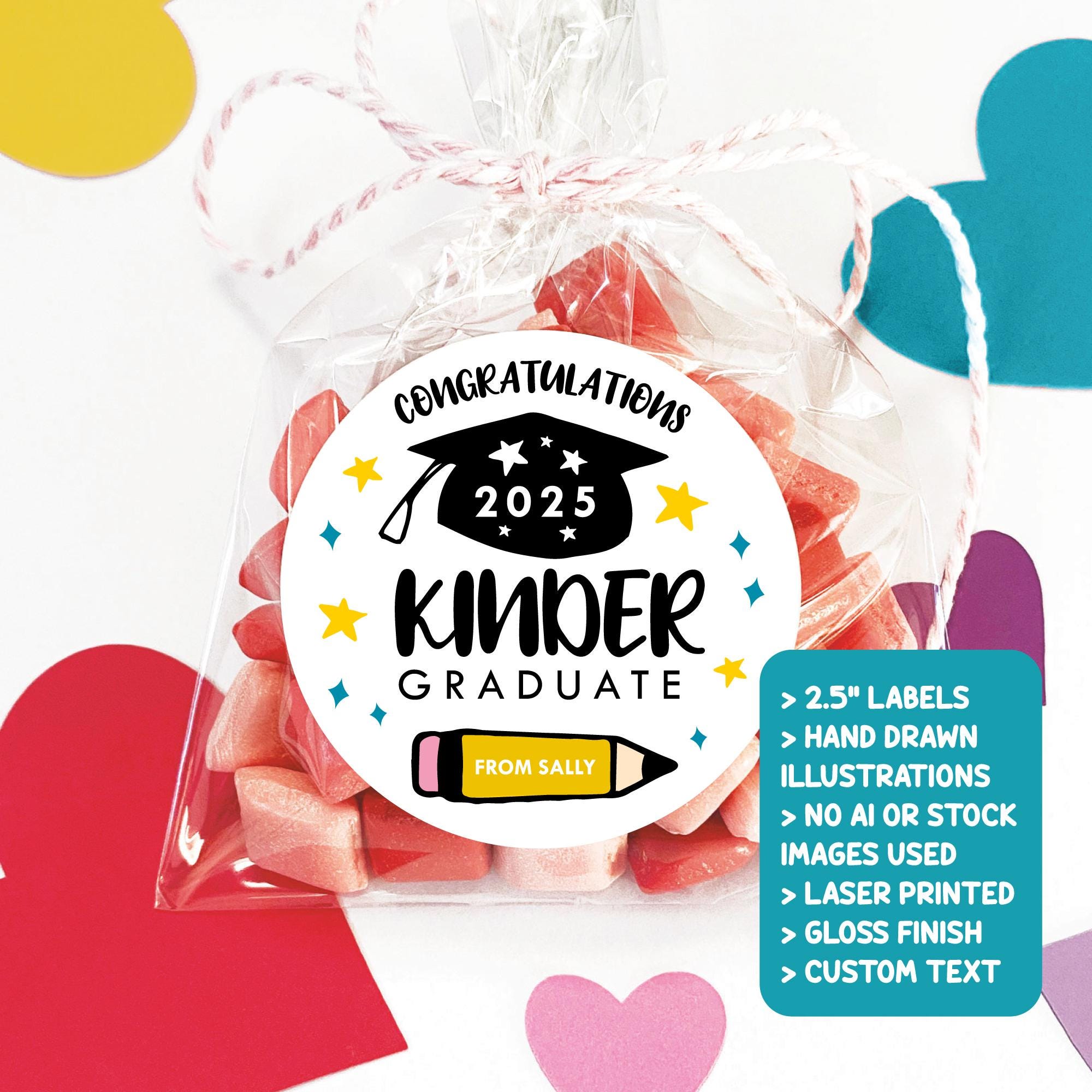 Kindergarten Graduation Class Favor Stickers, Kids Graduation Printed ...