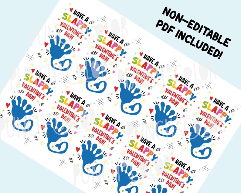 High Five Hand Kids Valentine, Printable Sticky Hand Valentine Tags ...