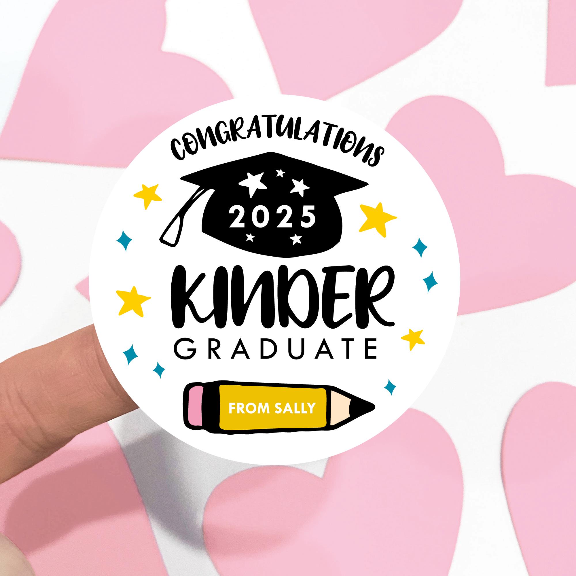 Kindergarten Graduation Class Favor Stickers, Kids Graduation Printed ...