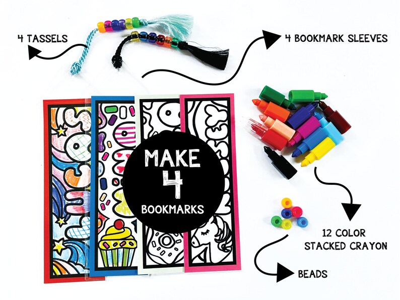 DIY 4 Bookmark Arts and Crafts Kit Kids Personalized - Etsy